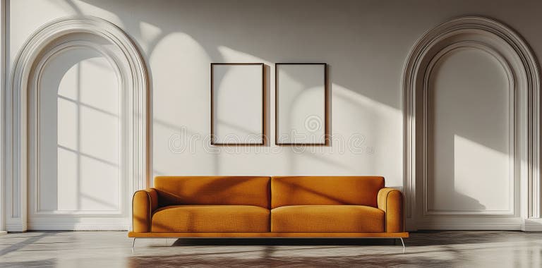 A Simple and Concise Wall Mockup Featuring Empty Framed Posters in a ...