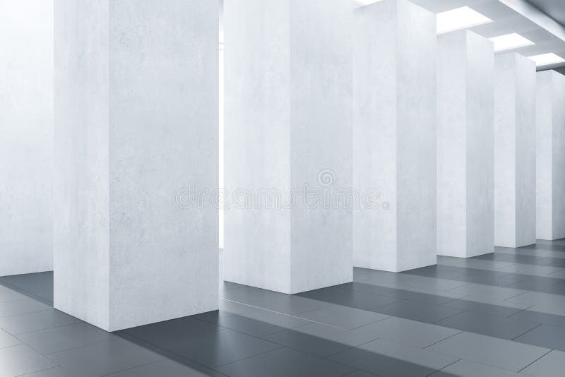 Simple Concrete Corridor Interior Stock Illustration - Illustration of ...