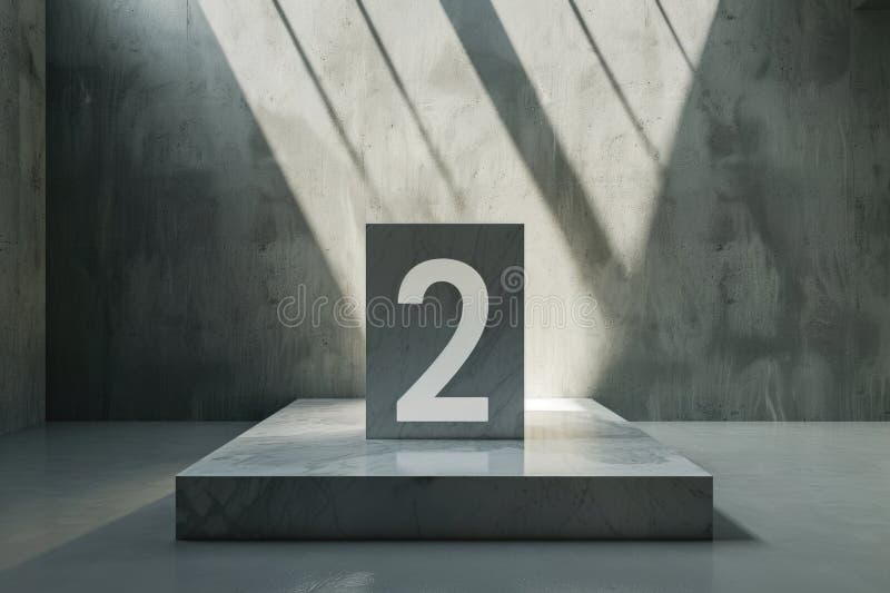 A Simple Concrete Podium with the Number Two Displayed on it, Bathed in ...