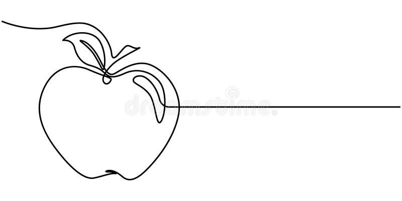 Red Apple Continuous One Line Drawing Vector Illustration. Pro Vector ...
