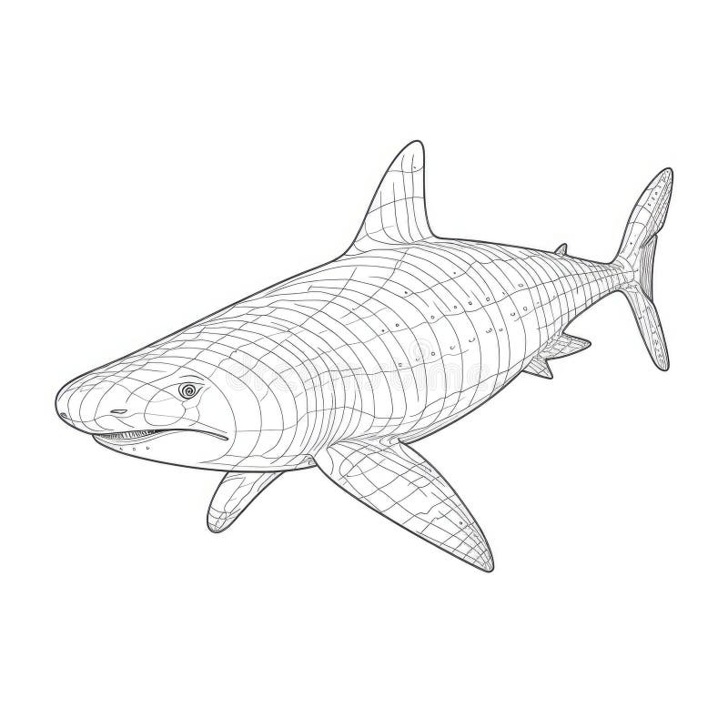 Simple Continuous Line Drawing of a Saltwater Shark Fish for Posters ...