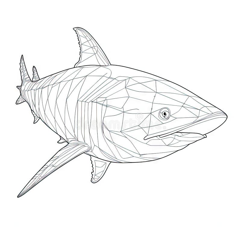 Simple Continuous Line Drawing of a Saltwater Shark Fish for Posters ...