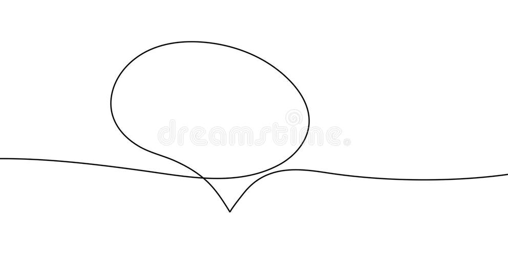 A Simple Continuous Line Drawing of a Speech Bubble with a Flowing ...