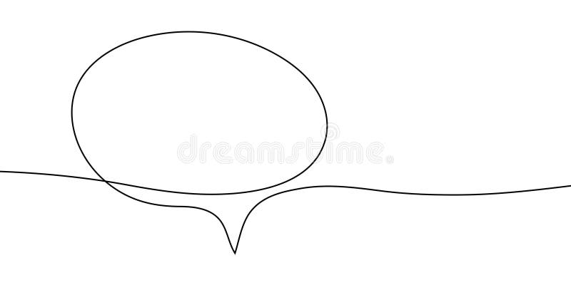 A Simple Continuous Line Drawing of a Speech Bubble with a Flowing ...