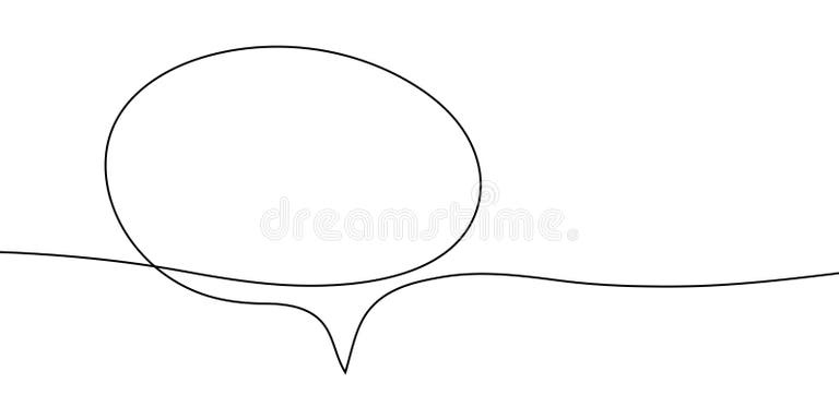 A Simple Continuous Line Drawing of a Speech Bubble with a Flowing ...