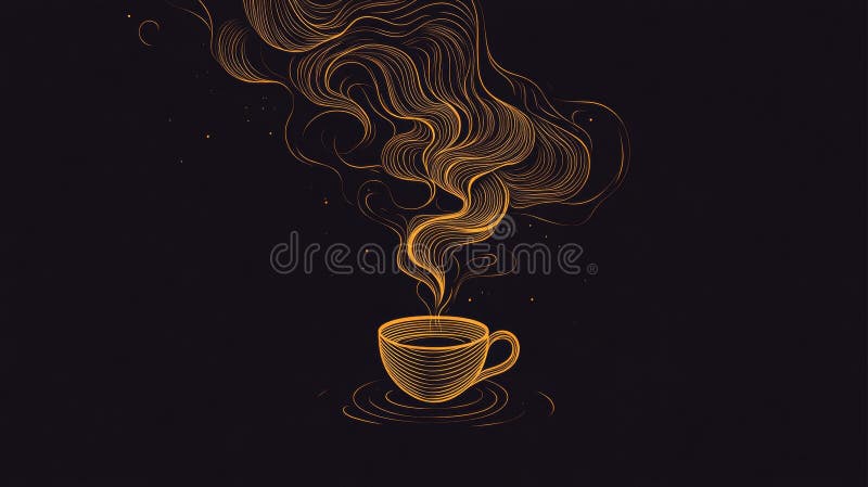 Simple Continuous Line Drawing of a Steaming Cup. Stock Image - Image ...