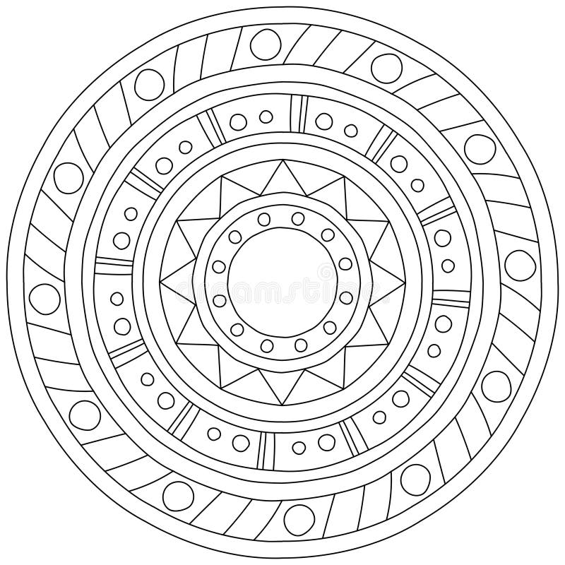 Simple Contour Mandala in with Geometric Shapes, Coloring Page in the ... Simple Contour Mandala in with Geometric Shapes, Coloring Page in the ...