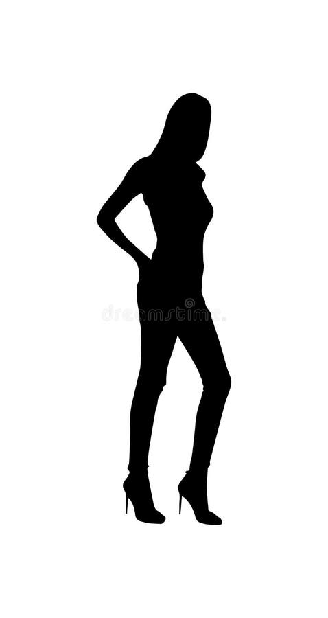 Simple Contour Silhouette of the Girl`s Figure Stock Vector ...