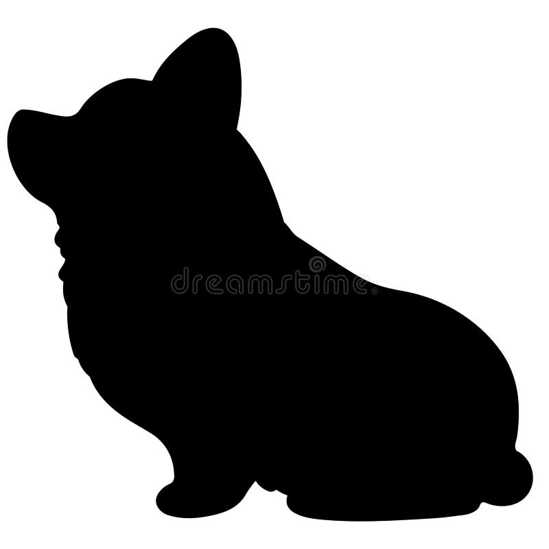 Simple Corgi Silhouette Sitting in Side View Stock Vector ...