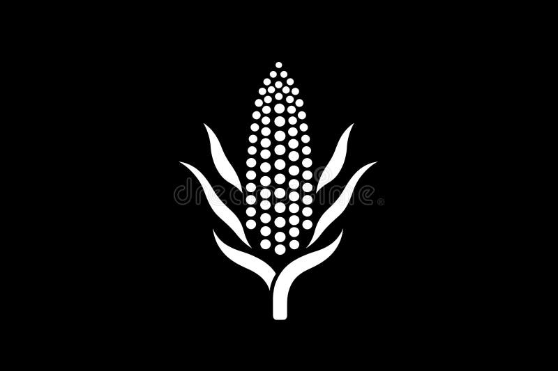 Simple Corn Cob Icon Minimalist White Maize Design on Black Background ...