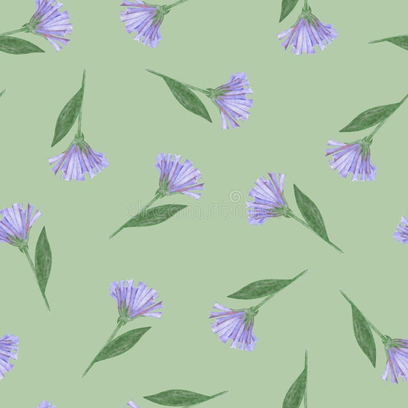 Simple Cornflower Floral Seamless Pattern on a Light Green Background ...