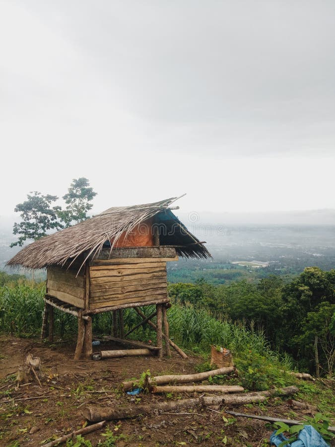 Simple Cottage House on the Hill Stock Photo - Image of cloudscape, cabin: 240451946