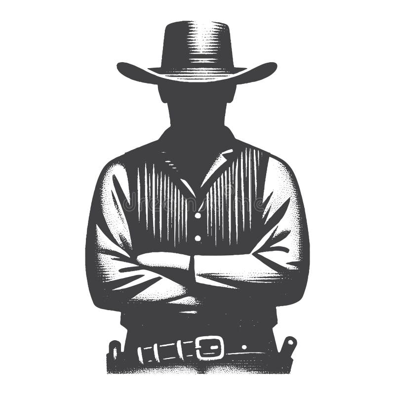 Cowboy Front View Vintage Logo Simple Vector Illustration. Stock Vector ...