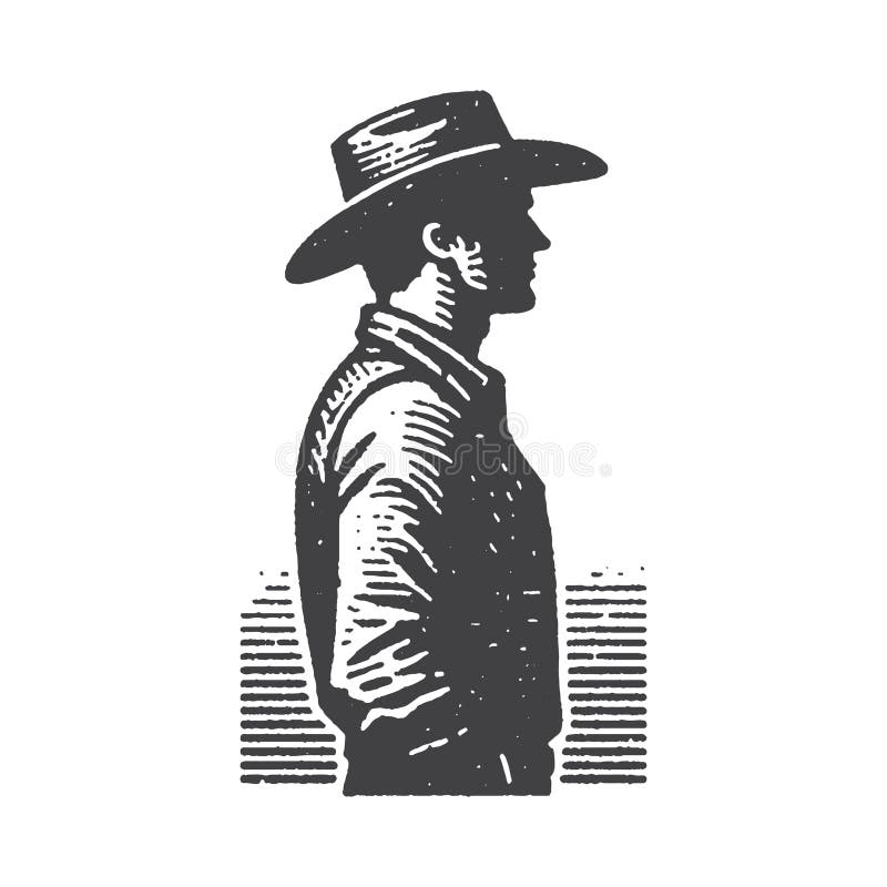 Cowboy Side View Simple Vector Retro Logo Illustration. Stock Vector ...