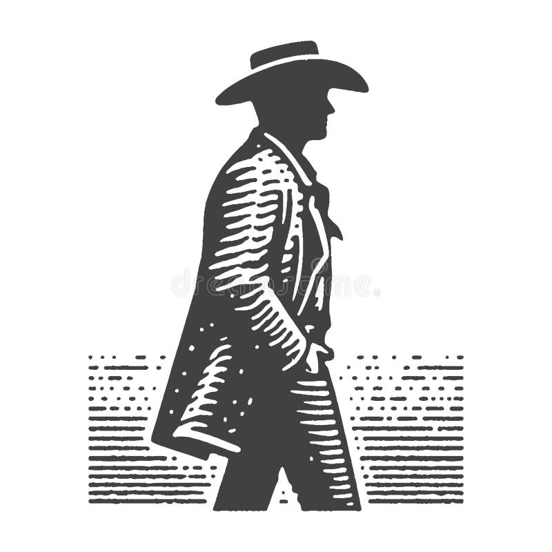 Cowboy Side View Simple Vector Vintage Logo Illustration. Stock Vector ...