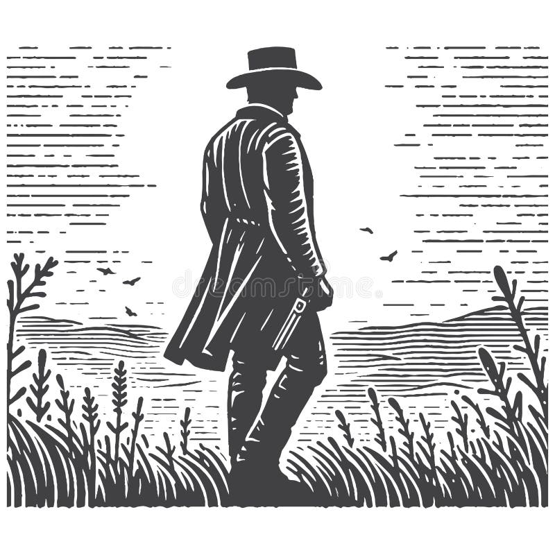 Cowboy Side View Simple Vintage Logo Vector Illustration. Stock Vector ...