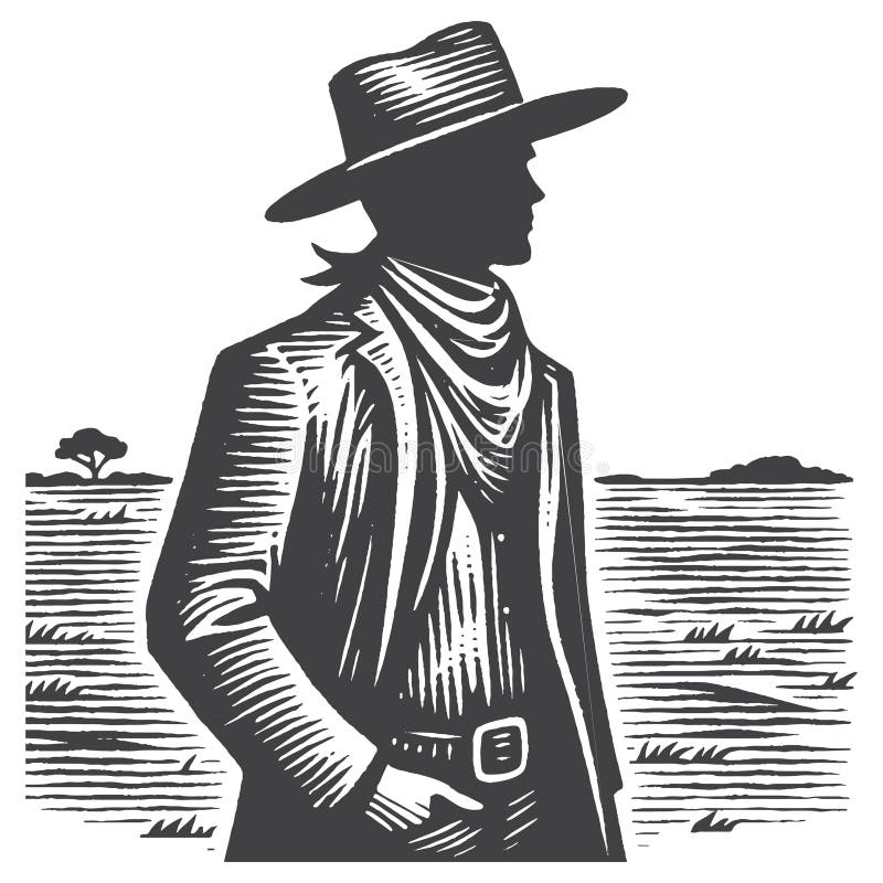 Cowboy Side View Vintage Logo Vector Design Illustration. Stock Vector ...