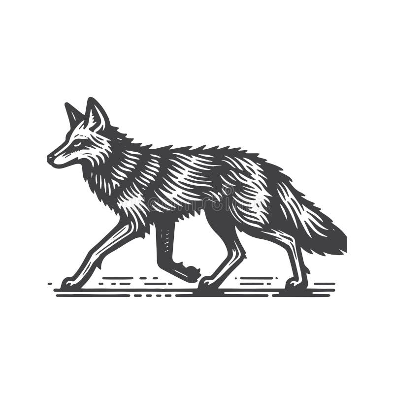 Simple Coyote Running Vector Icon Vintage Retro Logo Illustration ...
