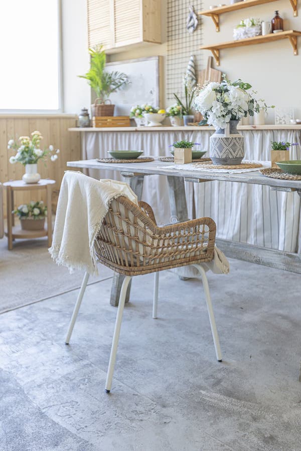 Simple Cozy Home Interior of an Open Plan Ordinary Room with a Kitchen ...