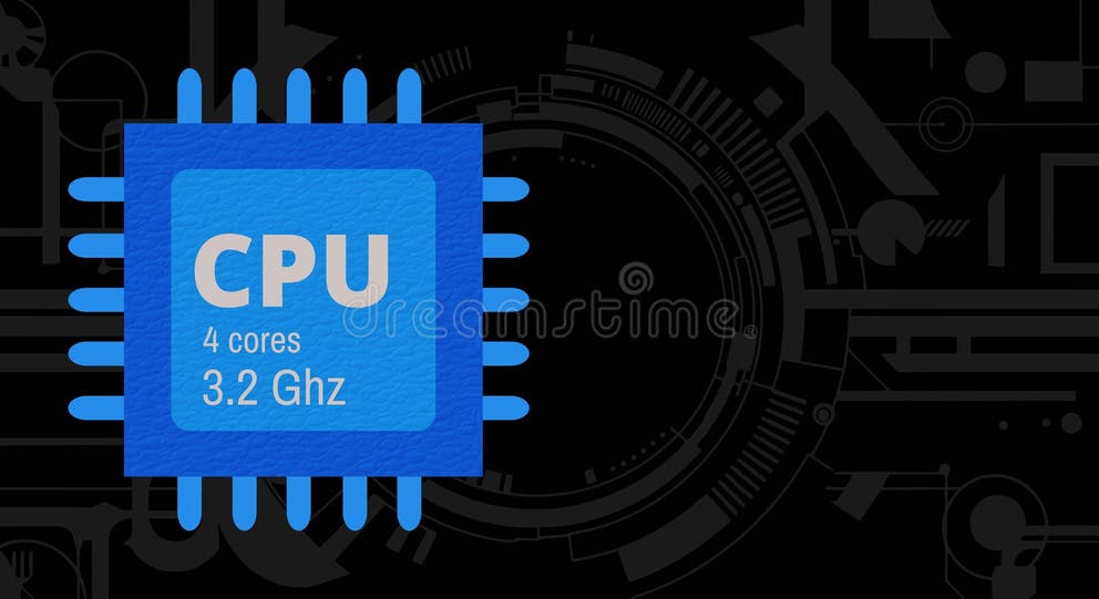 A Simple CPU (Central Processing Unit) Design in Blue. Stock ...