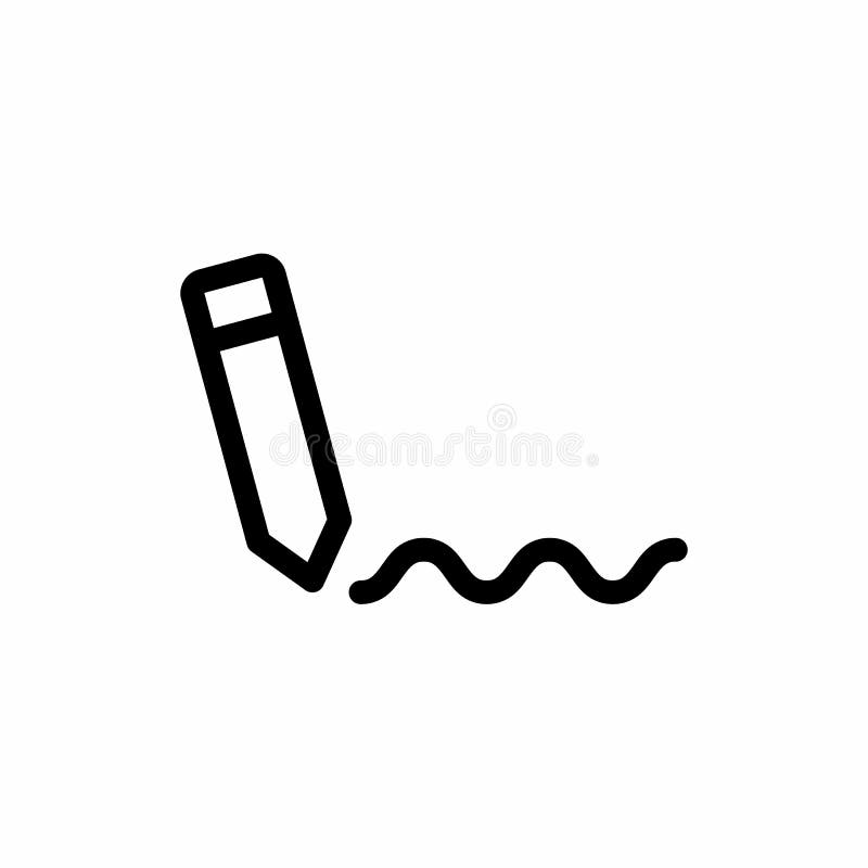 Simple Creative Drawing and Write, Pencil with Wave Line Vector Icon ...