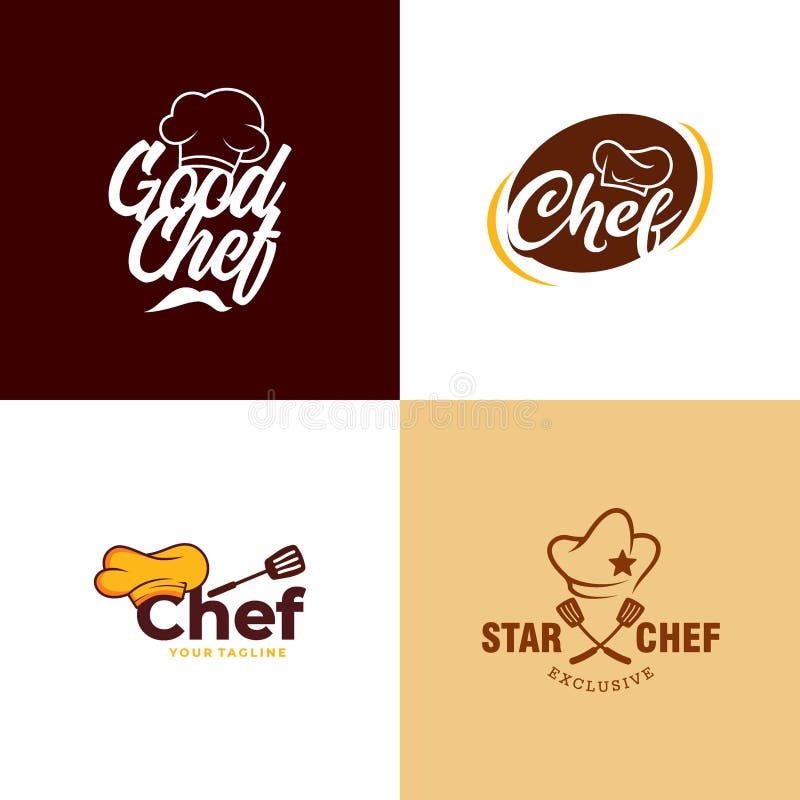 Simple and Creative Flat Chef Logo Design Vector Template Stock ...