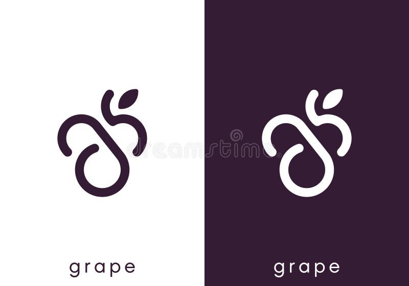 Simple Creative Grape Logo Vector Design Stock Vector - Illustration of ...