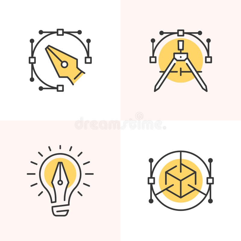 Simple Outline Logos for Designers. Stock Vector - Illustration of ...