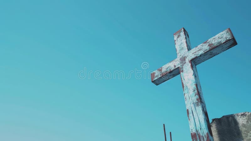 Simple Cross Against Clear Blue Sky Stock Illustration - Illustration ...