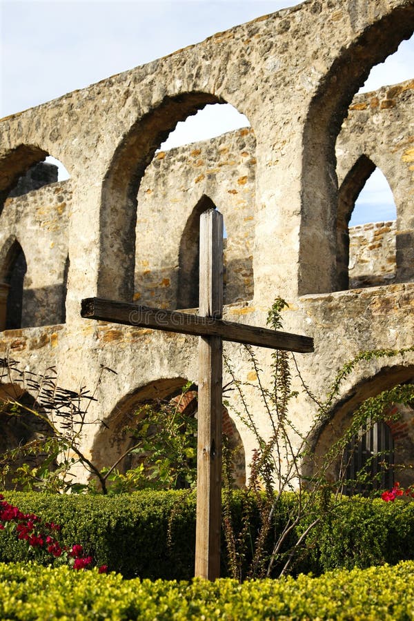 Simple cross in courtyard stock photo. Image of building - 8348630