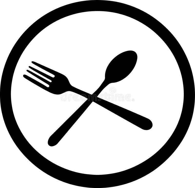 Simple Crossed Fork and Spoon Icon in a Circle: Restaurant, Food, and ...