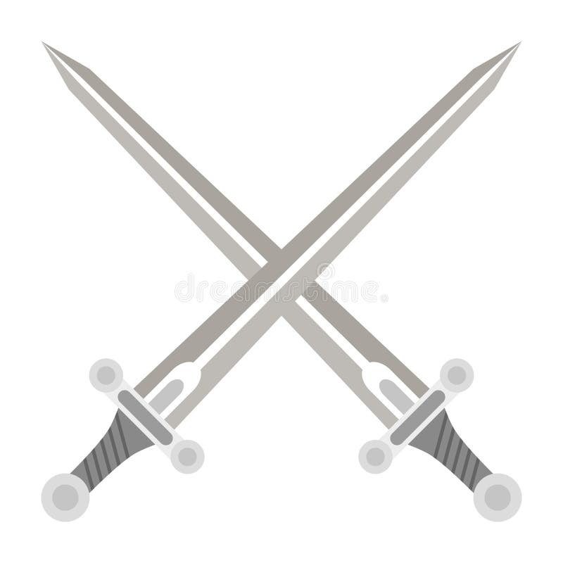 Simple Crossed Swords Drawing Flat. Flat Vector Stock Vector ...