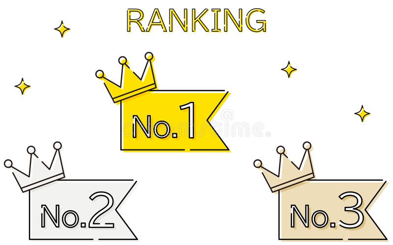 Icon Set of Ranking Medal Badges with Simple Crown, 1st To 3rd Place ...
