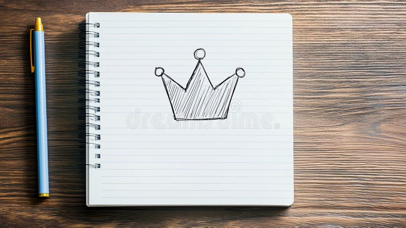 Simple Crown Sketch on Lined Notebook Page, a Hand Drawn Crown Symbol ...