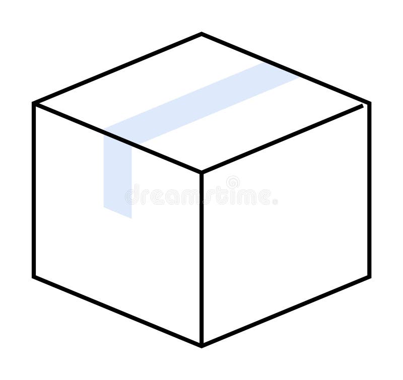 Simple Cube Package with Blue Tape in Minimalist Design Stock Vector ...