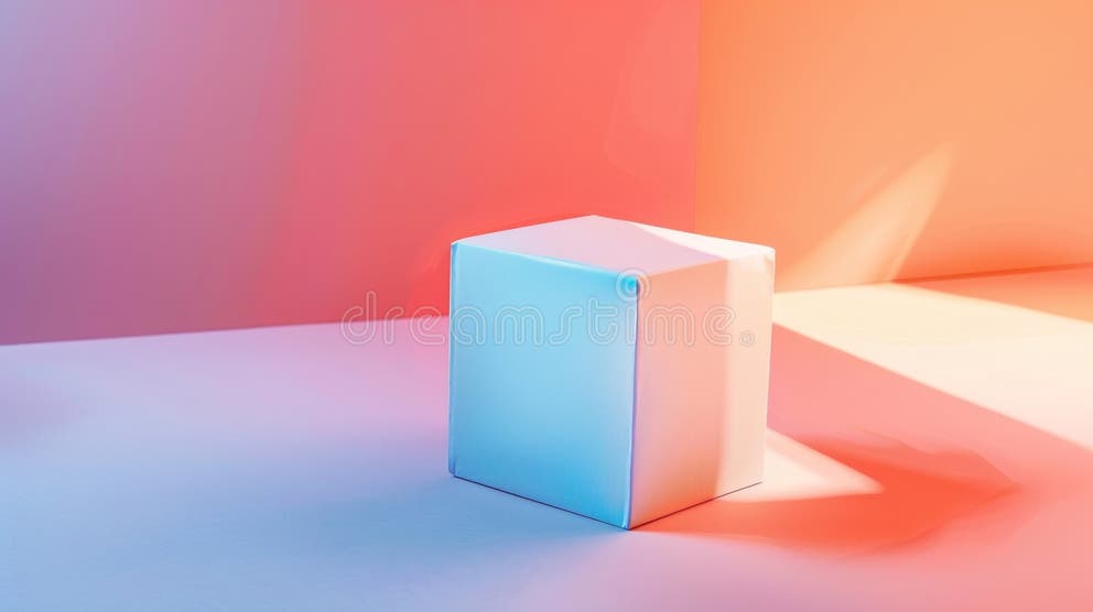 Minimalist Cube with Gradient Lighting in Modern Setting Stock Photo ...