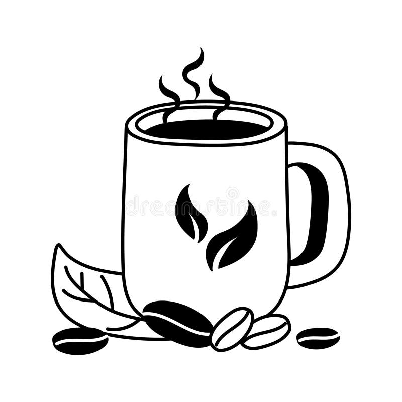 A Simple Cup of Coffee with Beans, Coffee Cup Vector Stock Vector ...