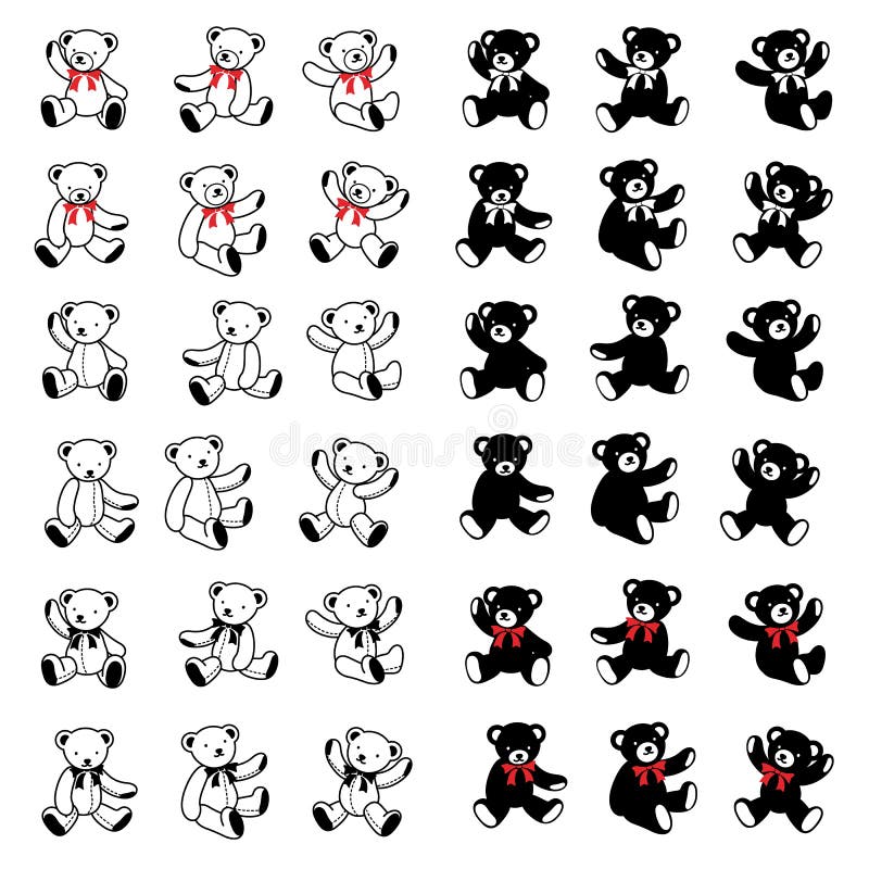 Simple and Cute Bear Illustration Material Collection, Stock Vector ...