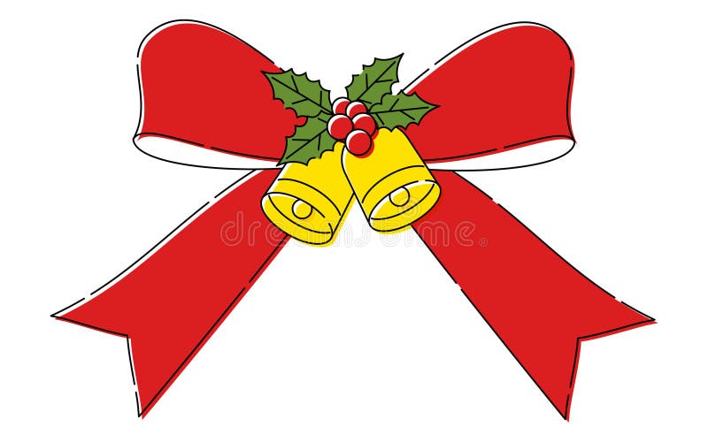 Simple and Cute Bells and Ribbons Christmas Decoration Stock Vector ...