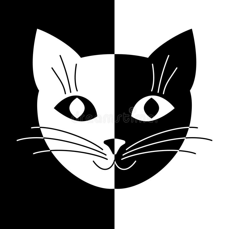 Simple and Cute Black and White Cat. Vector Illustration Stock Vector ...