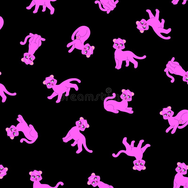 Simple and Cute Cat Seamless Pattern, Stock Vector - Illustration of ...
