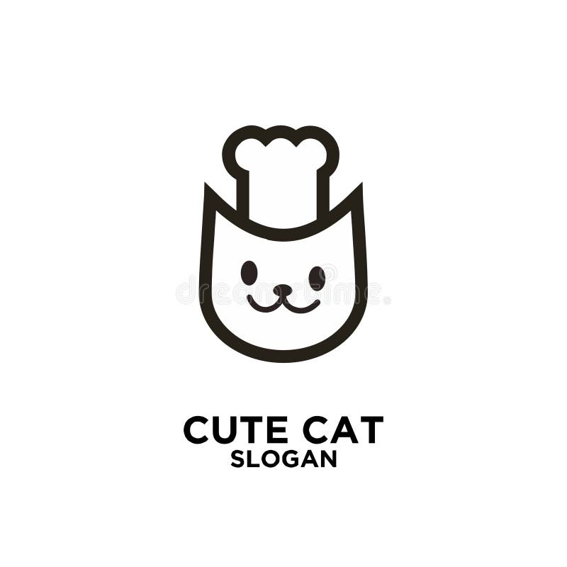 Cute Chef Cat, Pet Chef Vector Logo Icon Design Stock Vector ...
