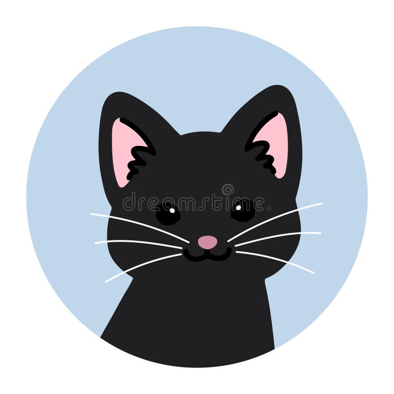 Simple and Cute Circle Icon Black Cat Stock Vector - Illustration of ...