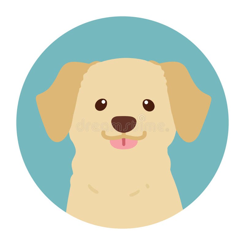 Simple and Cute Circle Icon Illustration of Labrador Retriever Stock ...