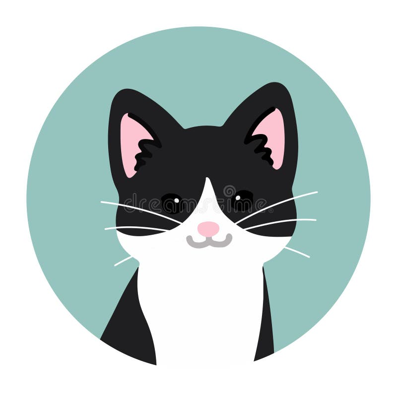 Simple and Cute Circle Icon Tuxedo Cat Stock Vector - Illustration of ...