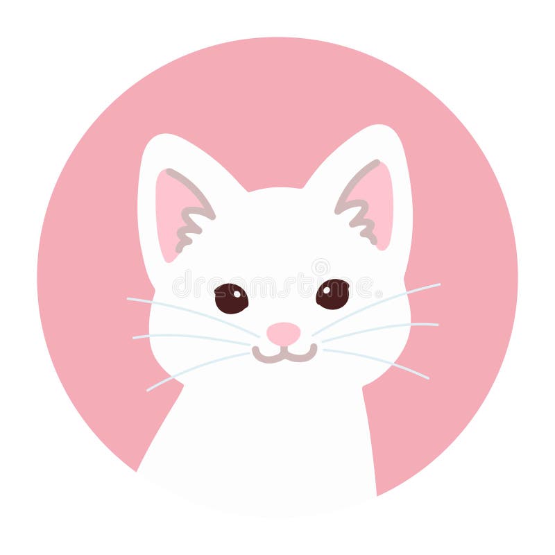 Simple and Cute Circle Icon White Cat Stock Illustration - Illustration ...