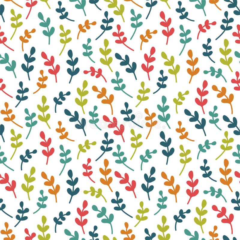 Simple Leaf Seamless Pattern. Hand Drawn Pink Background. Cute ...