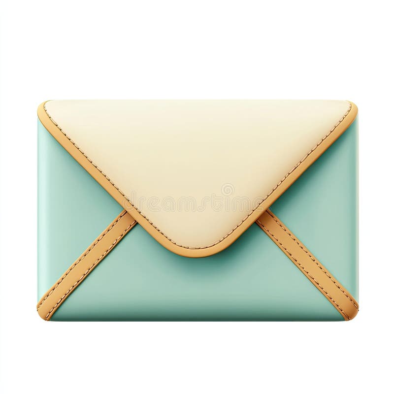 Simple and Cute 3D E-mail Envelope Icon with Front View Illustration ...