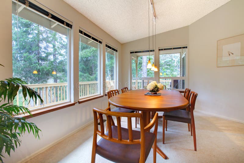 Simple Cute Dining Room Design Stock Image - Image of american, room ...