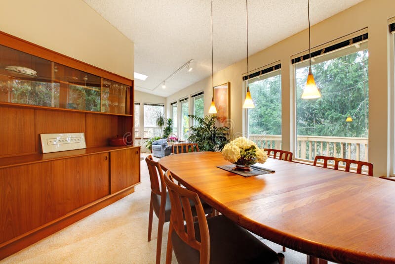 Simple Cute Dining Room Design Stock Photo - Image of american, dinner ...